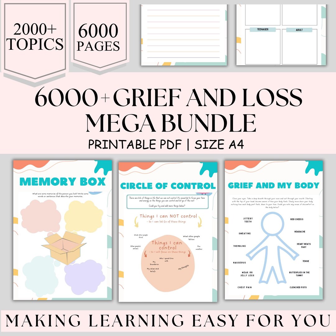 Kids Grief and Loss Worksheets, Therapy Workbook, Kids Therapy, Child ...