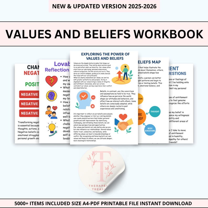 Acceptance Therapy Worksheet and Cards Bundle, Acceptance Commitment ...