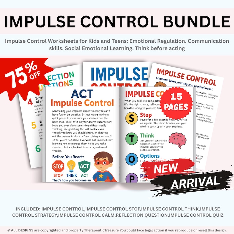 Impulse Control Worksheets for Kids and Teens: Emotional Regulation ...