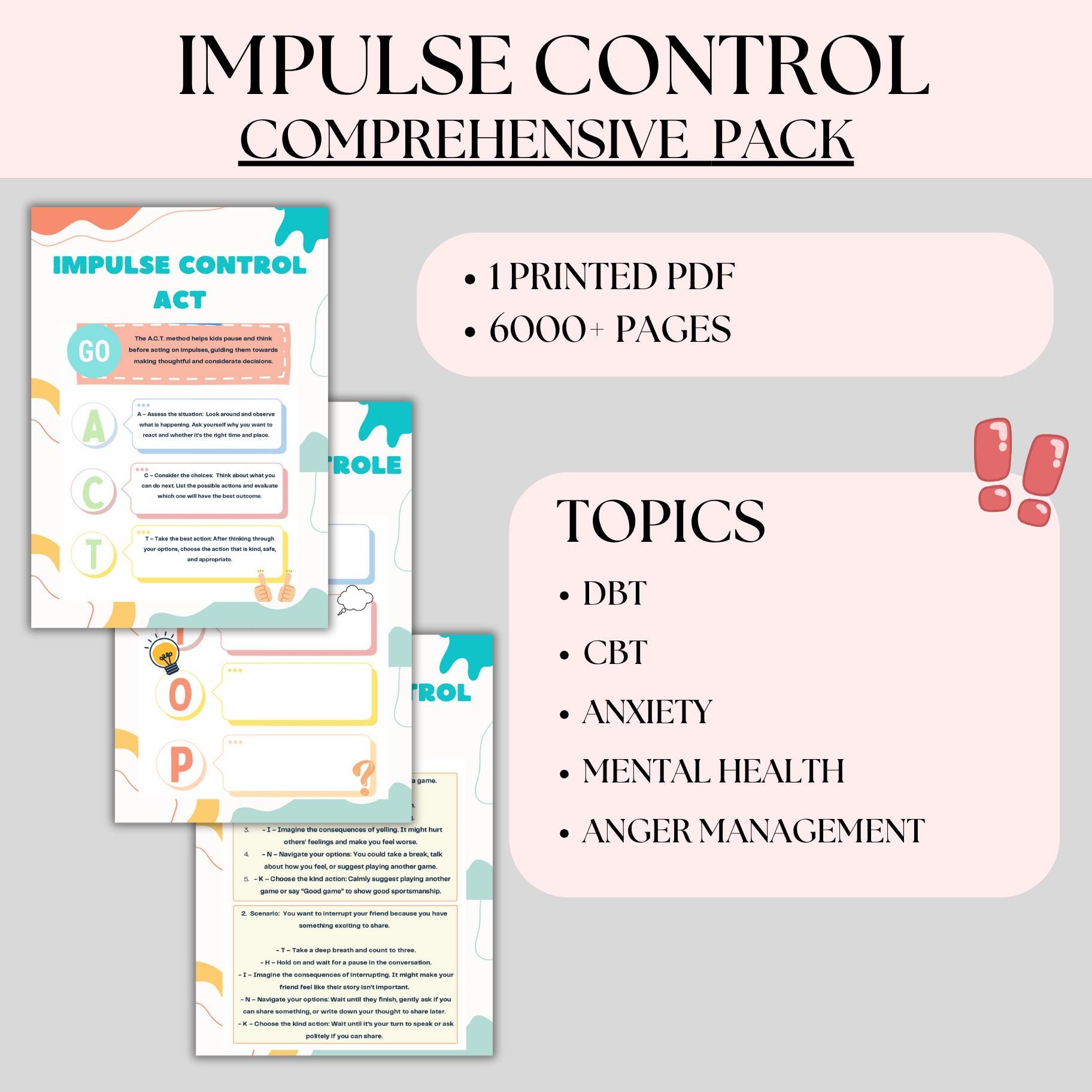 Impulse Control Worksheets for Kids and Teens: Emotional Regulation ...