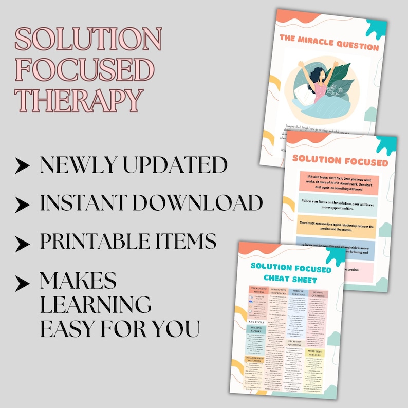 Solution Focused Cheat Sheet, Solution Seeking, Therapist Questions ...