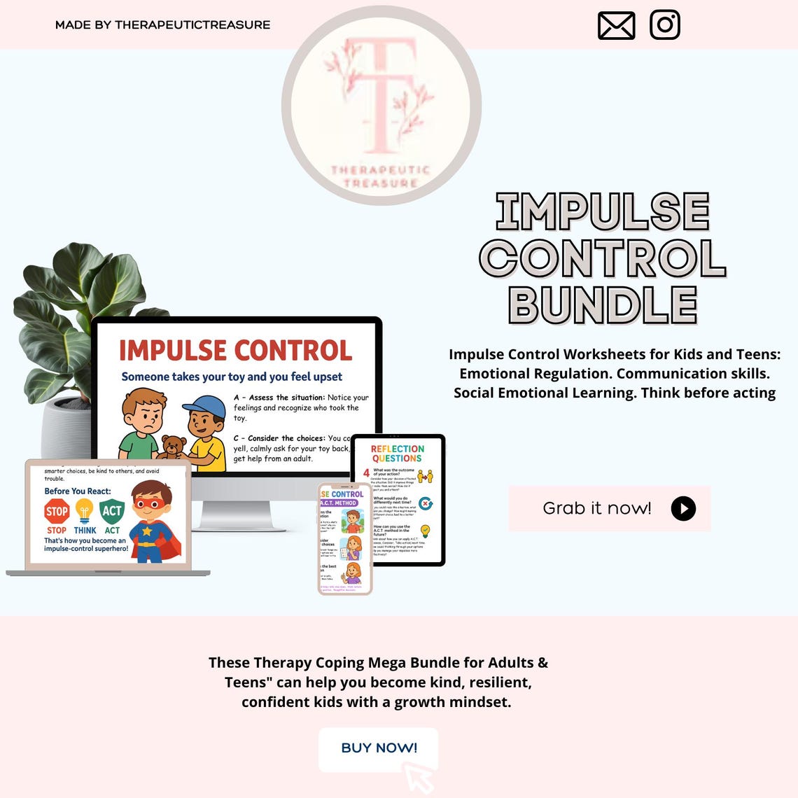 Impulse Control Worksheets for Kids and Teens: Emotional Regulation ...