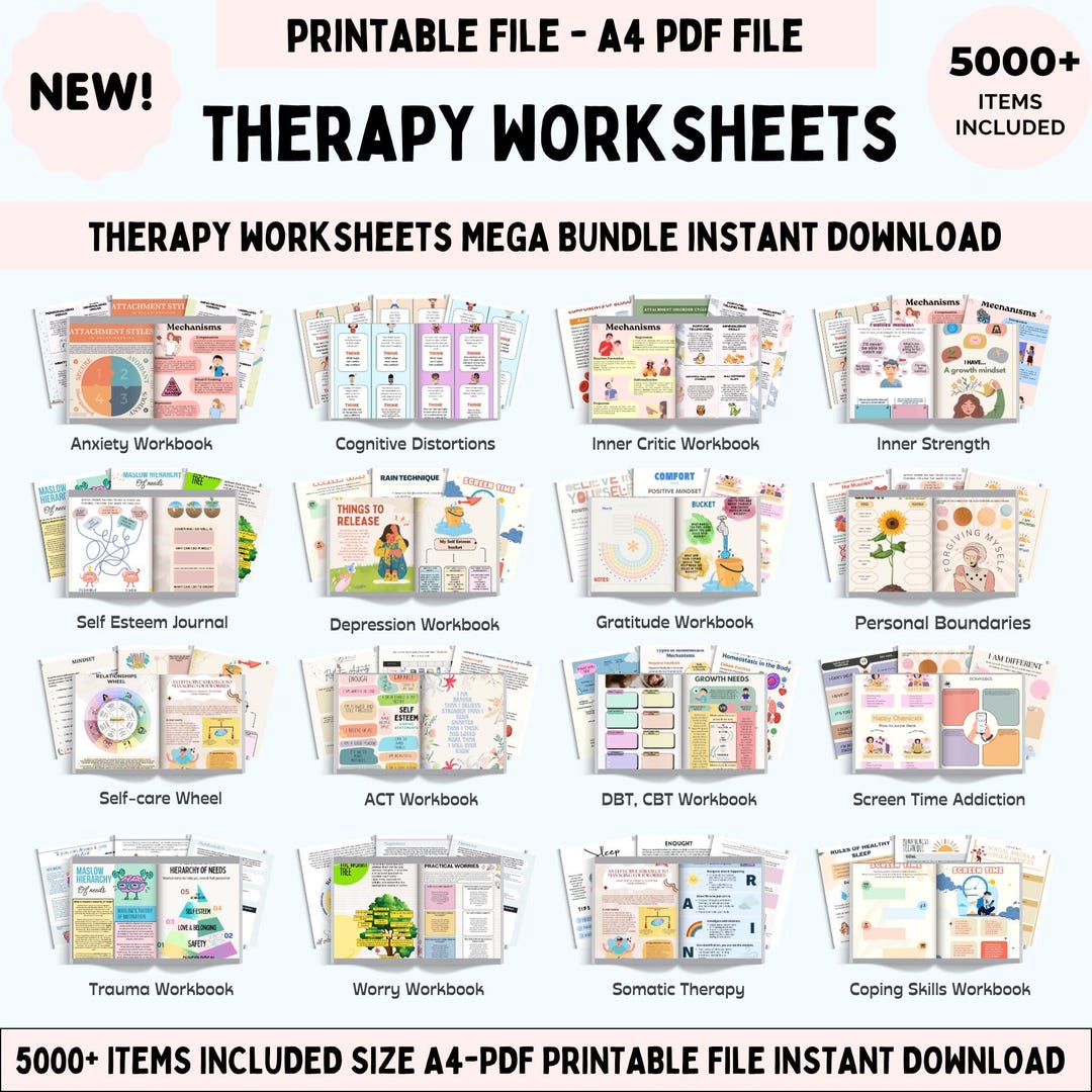 Therapy Bundle, Psychology Worksheets, Internal Family Systems, DBT ...
