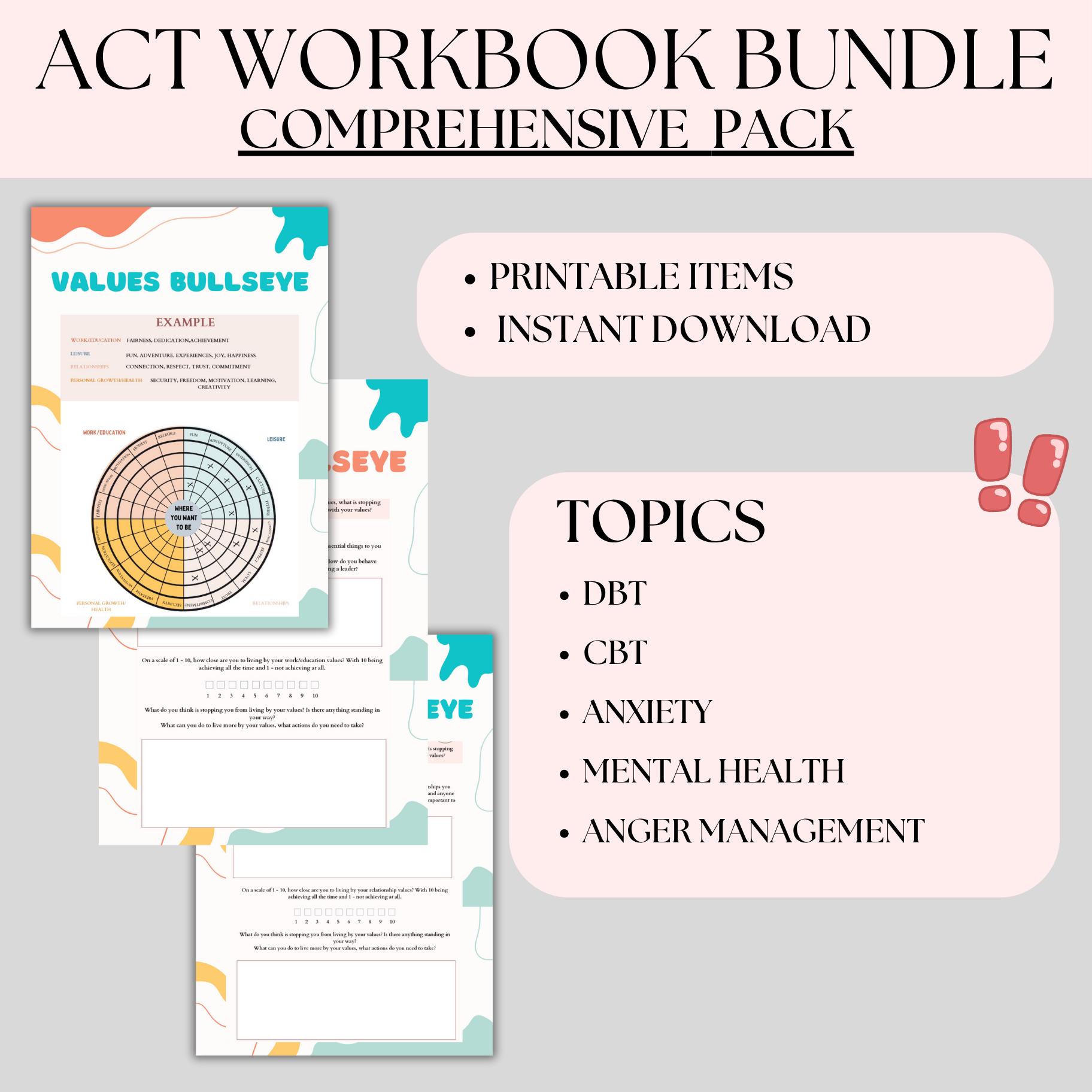 Acceptance and Commitment Therapy Workbook. Therapy Worksheets. Therapy Planner. ACT. Drop the ...