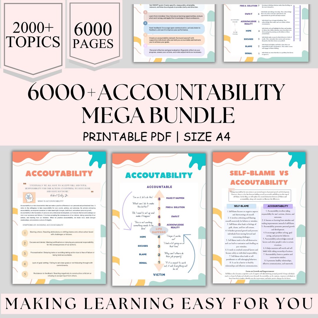 Accountability Worksheets - Self-blame Vs Accountability ...