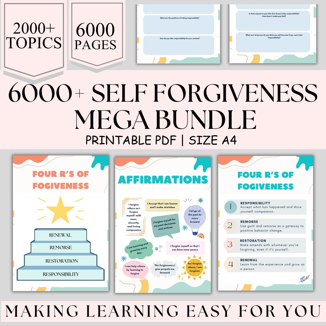 Self Forgiveness Worksheet Digital Download Journal, PDF, Self Love ...