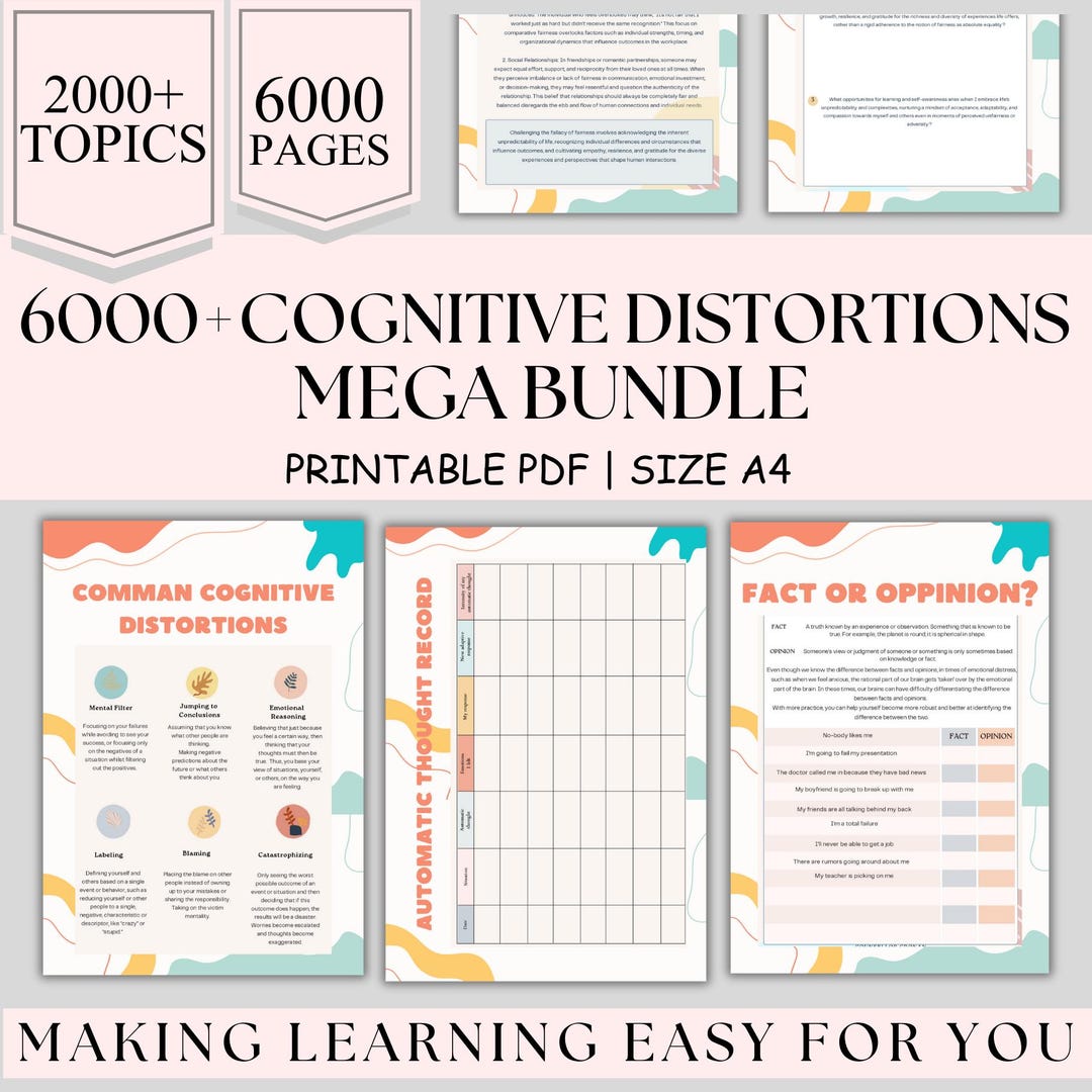 Cognitive Distortions Worksheets, Challenge Unhelpful Thinking Styles ...
