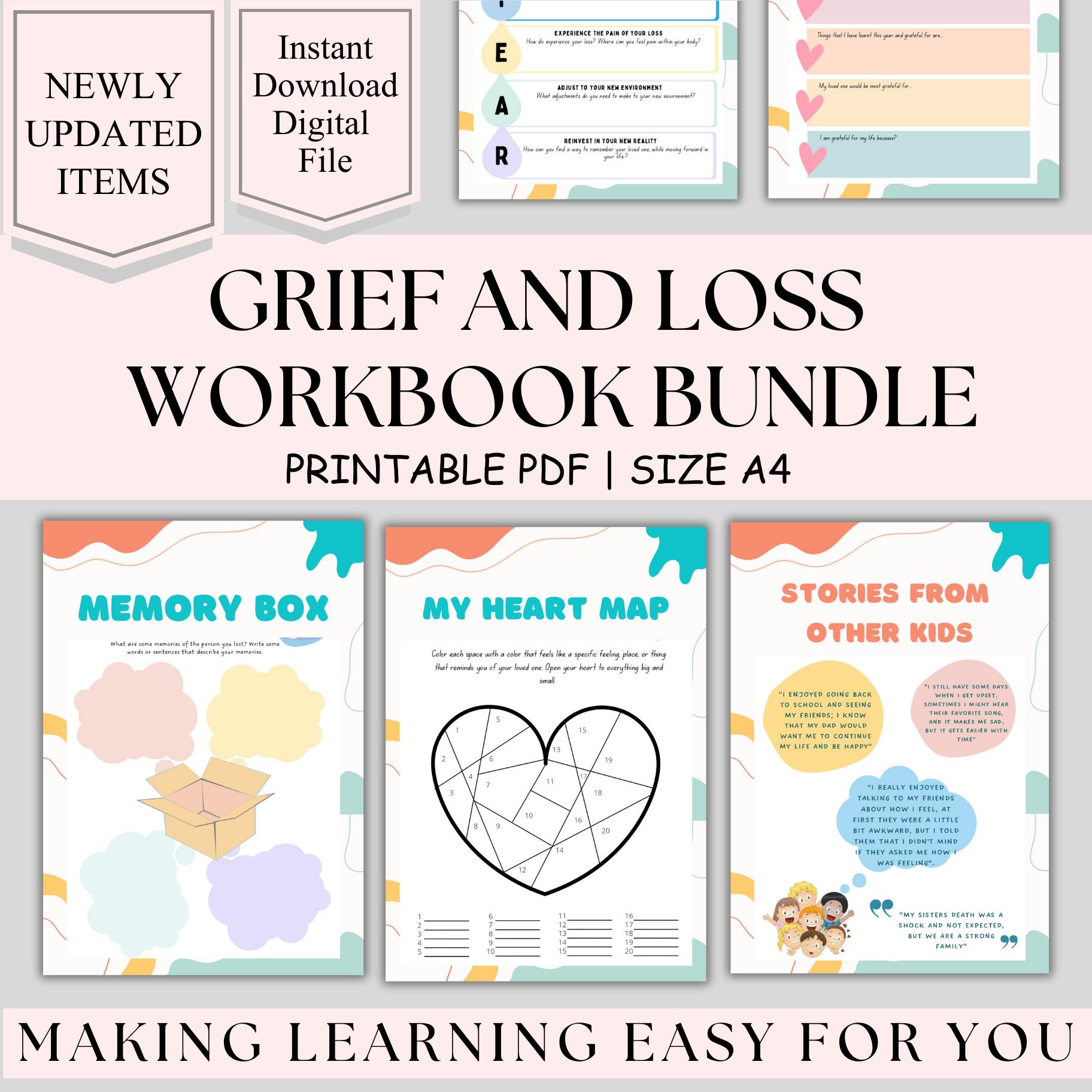 Kids Grief and Loss Worksheets, Therapy Workbook, Kids Therapy, Child ...
