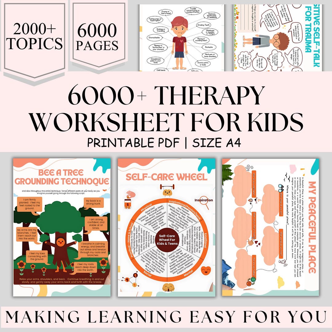 Kids Therapy Bundle Therapy Worksheets for Kids Counselor Resources ...