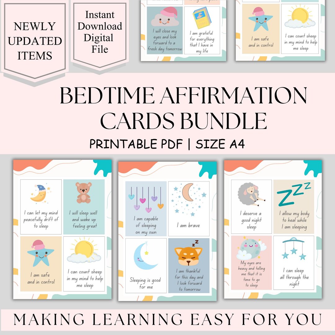 Bedtime Affirmation Cards, Positive Affirmations, Encouragement Cards ...