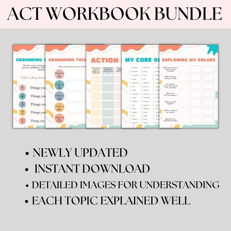 Acceptance and Commitment Therapy Workbook. Therapy Worksheets. Therapy Planner. ACT. Drop the ...