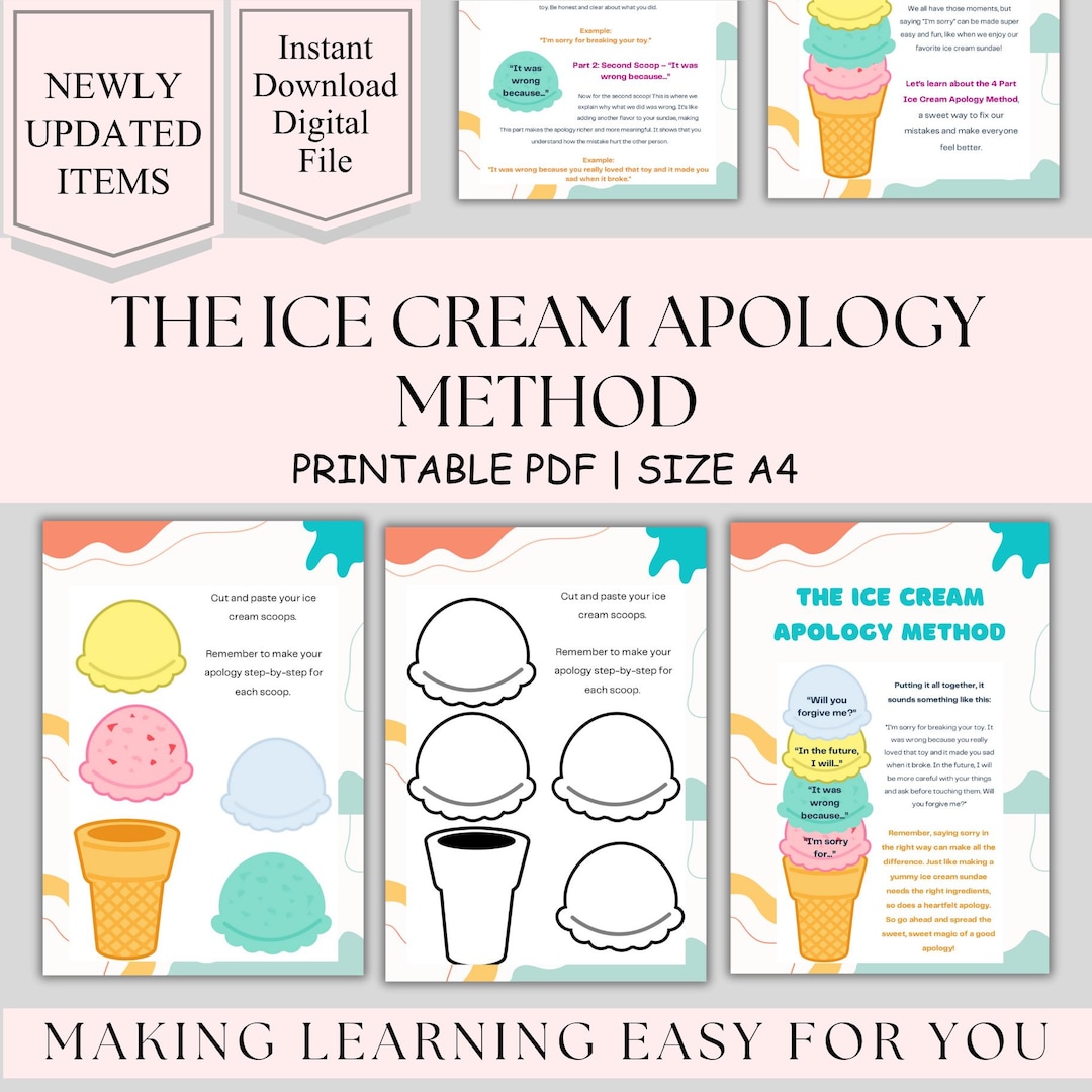 The Ice Cream Apology Method Activity for Kids and Teens. How to Make ...