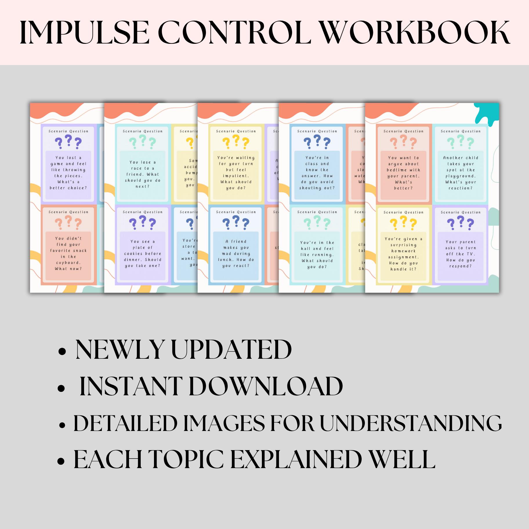 Impulse Control Worksheets for Kids and Teens: Emotional Regulation ...