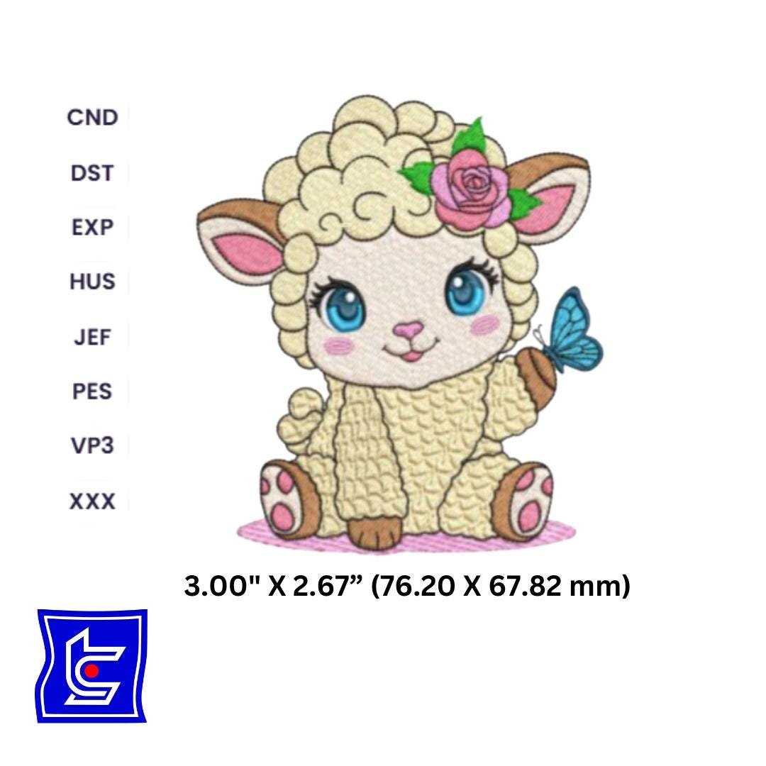 Cute Yellow Lamb Embroidery Design Embroidery Farm Animals Embroidery ...