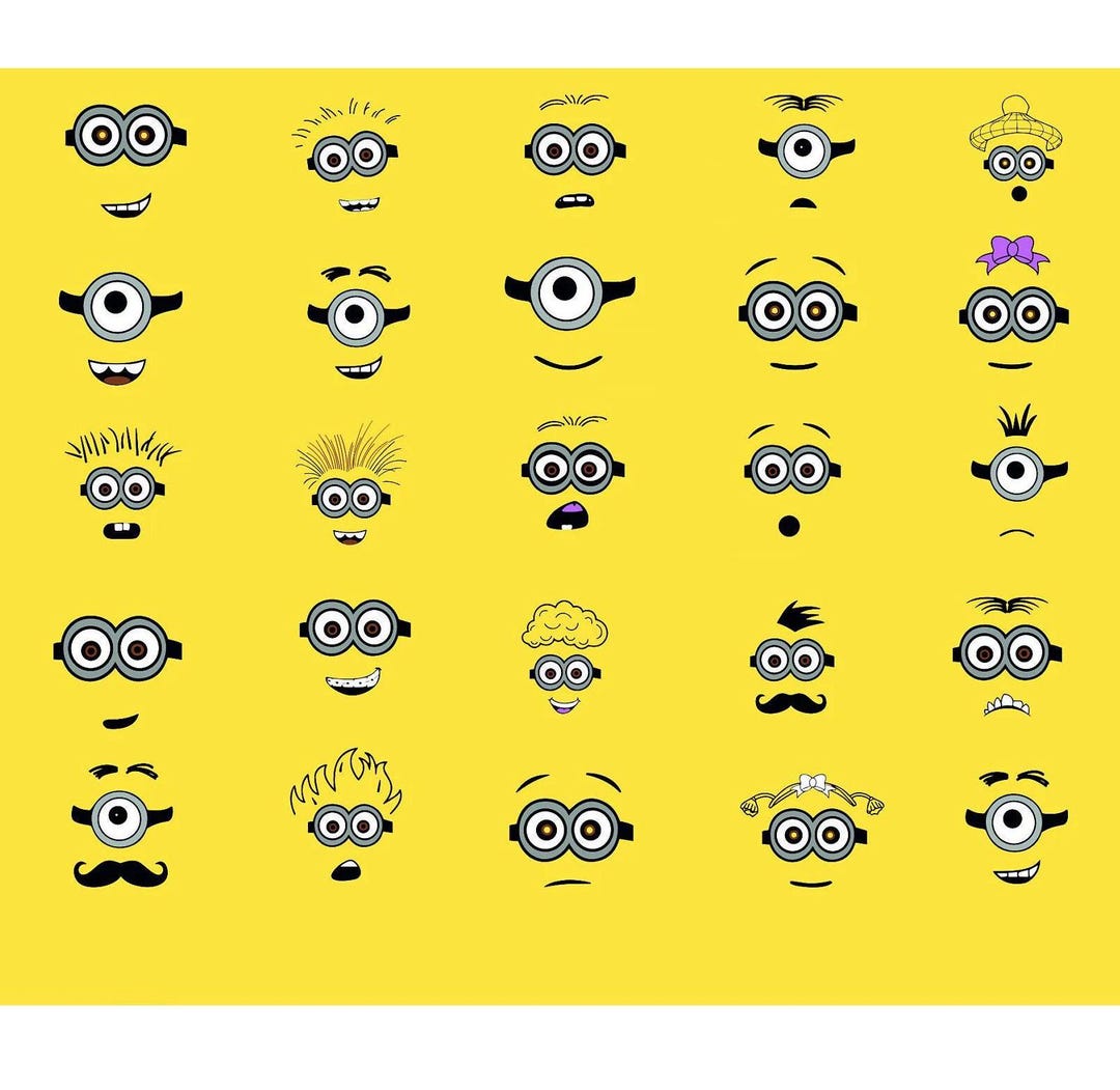 Minions Face Files, Vector Bundle, Clip Art, Silhouette, Cut Files for ...