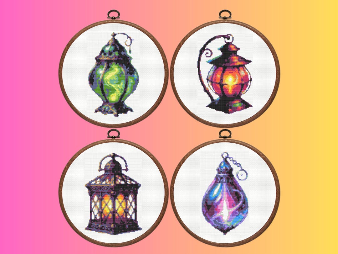 Wizard Lantern Book Cross Stitch Pattern, Set of 4 Wizard Lantern Cross ...