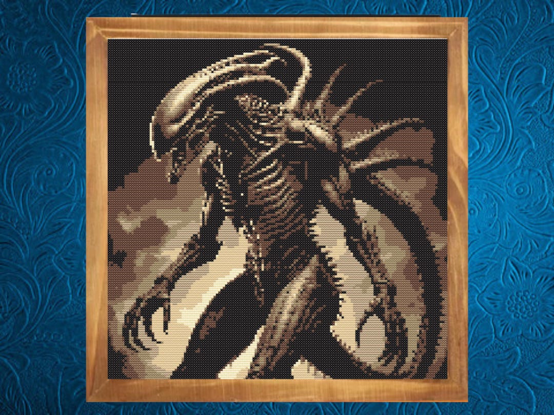 Xenomorph Cross Stitch Pattern, Alien Cross Stitch Pattern, Instant PDF ...