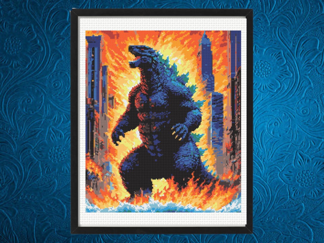 Godzilla Cross Stitch Pattern, Monster Cross Stitch Pattern, Instant ...