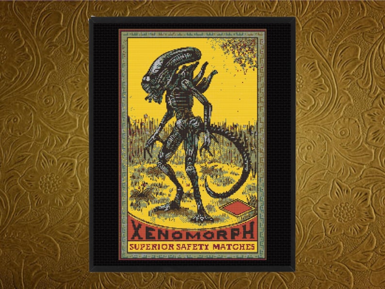 Xenomorph Cross Stitch Pattern, Alien Cross Stitch Pattern, Vintage ...
