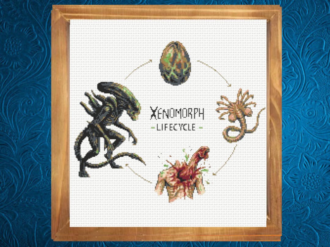 Xenomorph Cross Stitch Pattern, Alien Lifecycle Cross Stitch Pattern ...