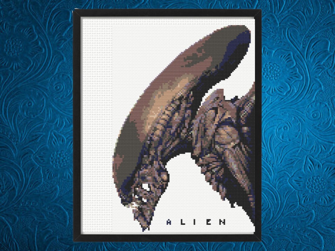 Xenomorph Cross Stitch Pattern, Alien Cross Stitch Pattern, Vintage ...