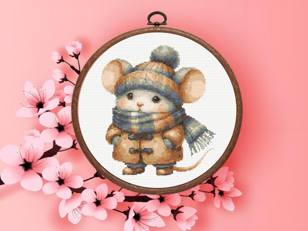 Winter Mouse Cross Stitch Pattern, Cute Mice Cross Stitch Pattern ...