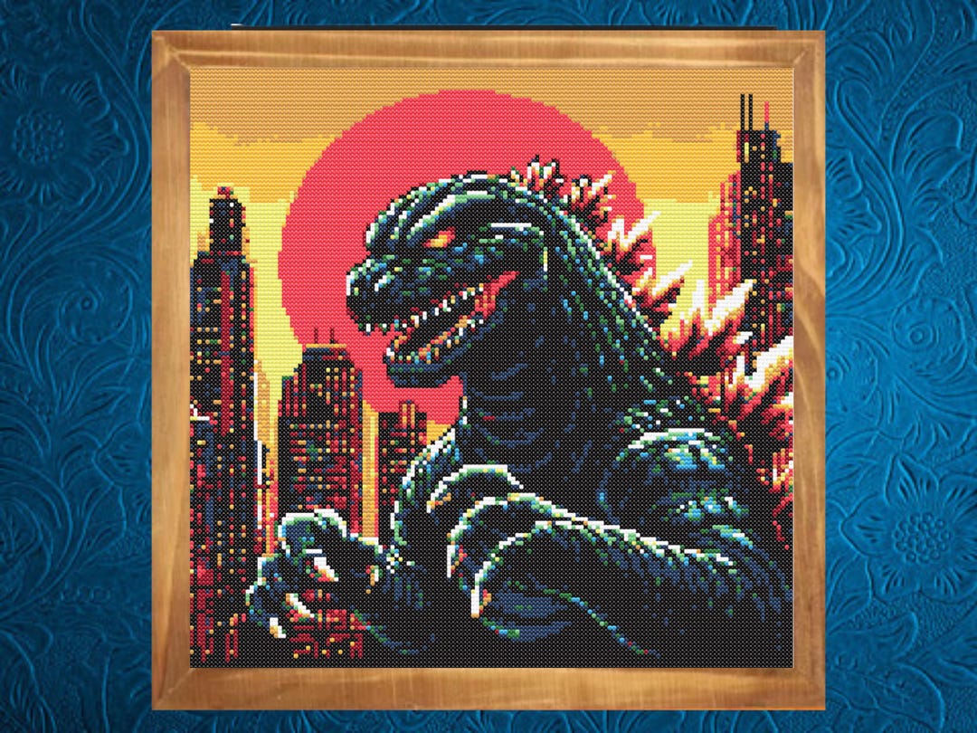 Godzilla Cross Stitch Pattern, Instant Download - Etsy