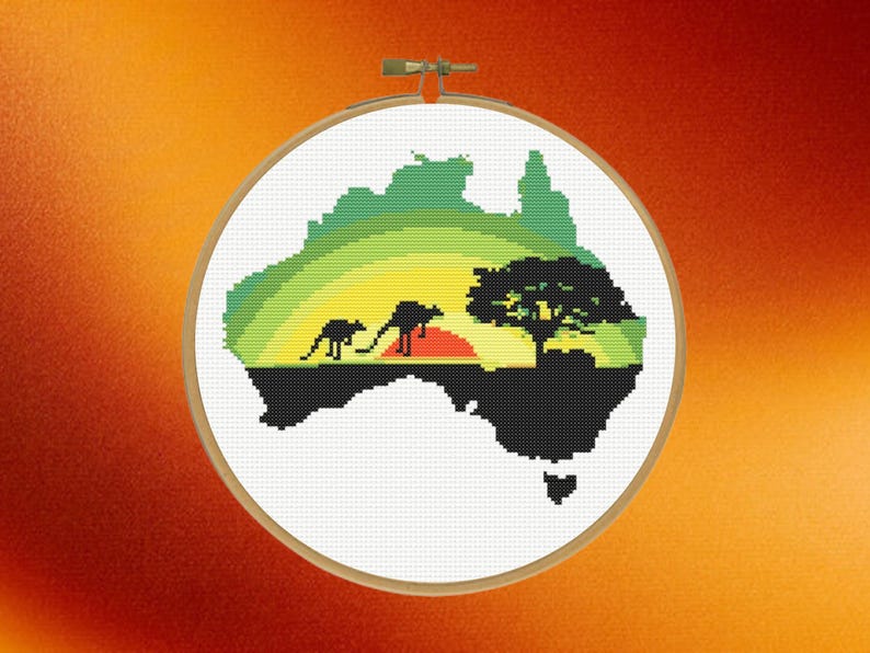 Australia Map Cross Stitch Pattern, Instant Download - Etsy