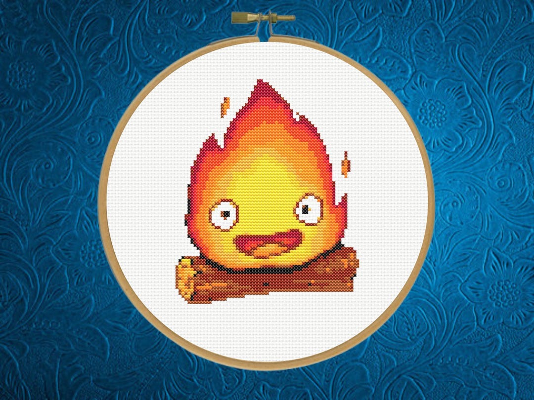 Calcifer Cross Stitch Pattern, Howl's Moving Castle Cross Stitch ...