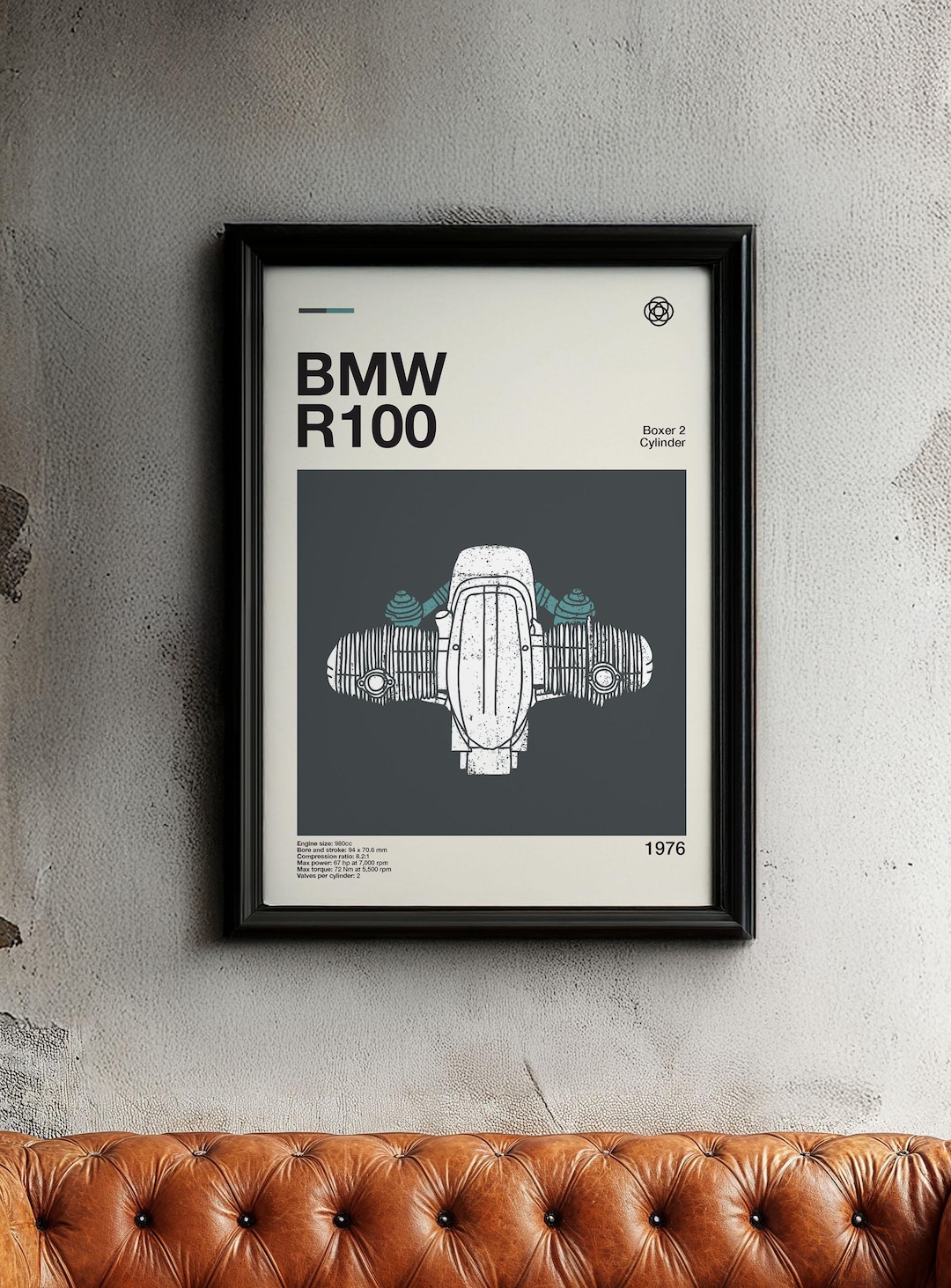 BMW R100 Engine Illustration Modern Design Poster - Etsy
