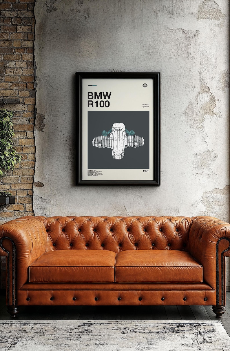 BMW R100 Engine Illustration Modern Design Poster - Etsy