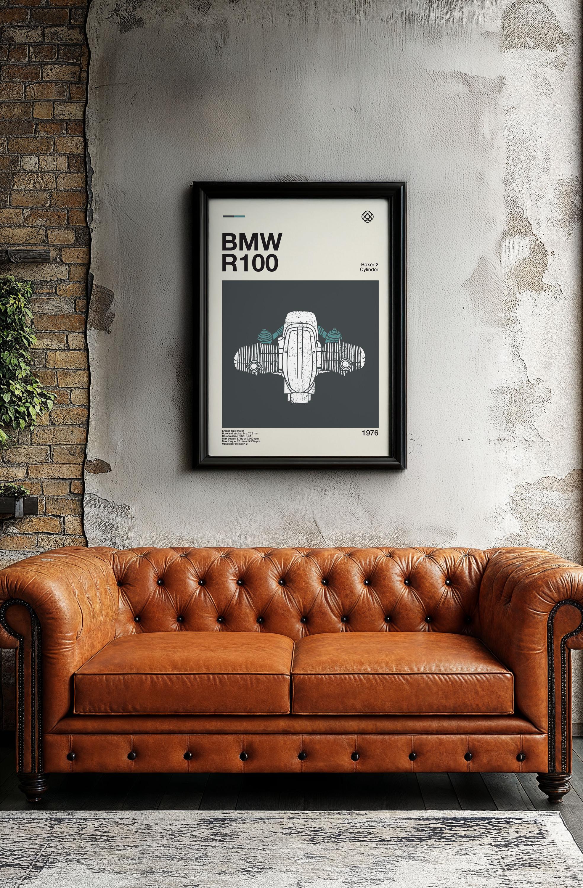 BMW R100 Engine Illustration Modern Design Poster - Etsy
