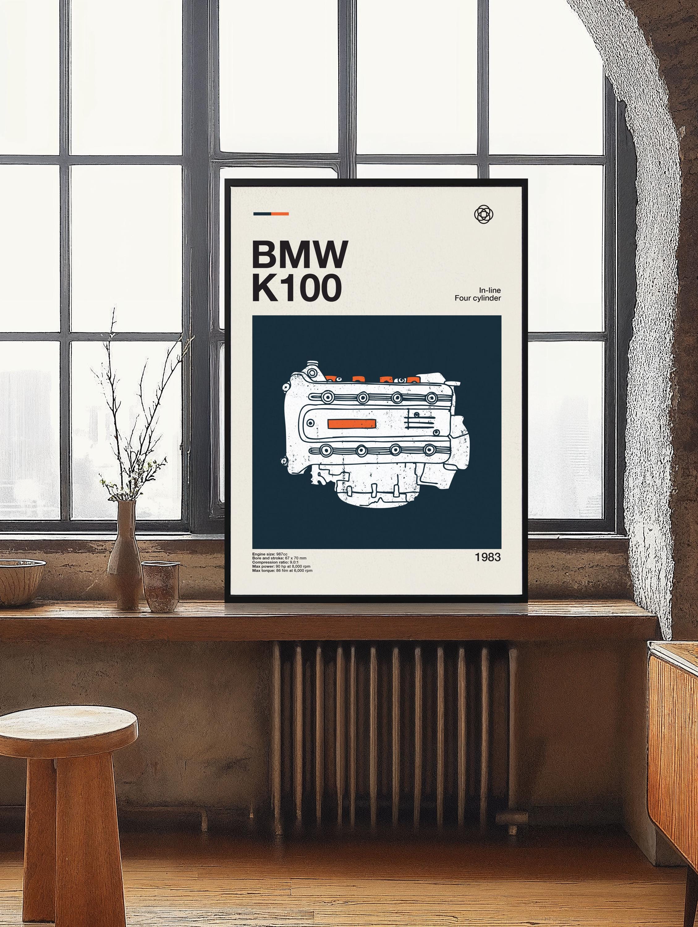 BMW K100 Engine Illustration Modern Design Poster - Etsy