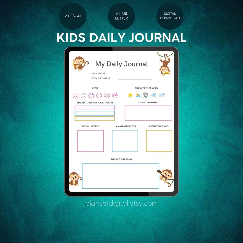 Kids Daily Journal Printable | Journal for Kids | Diary for Children ...