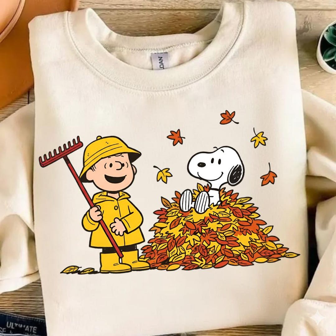 Snoop Fall Leaves PNG, Charlie Brown Autumn PNG, Peanuts Friends Raking ...