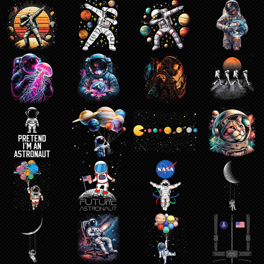 Astronaut Space PNG Bundle, Cute Astronaut Designs, Galaxy Planet ...