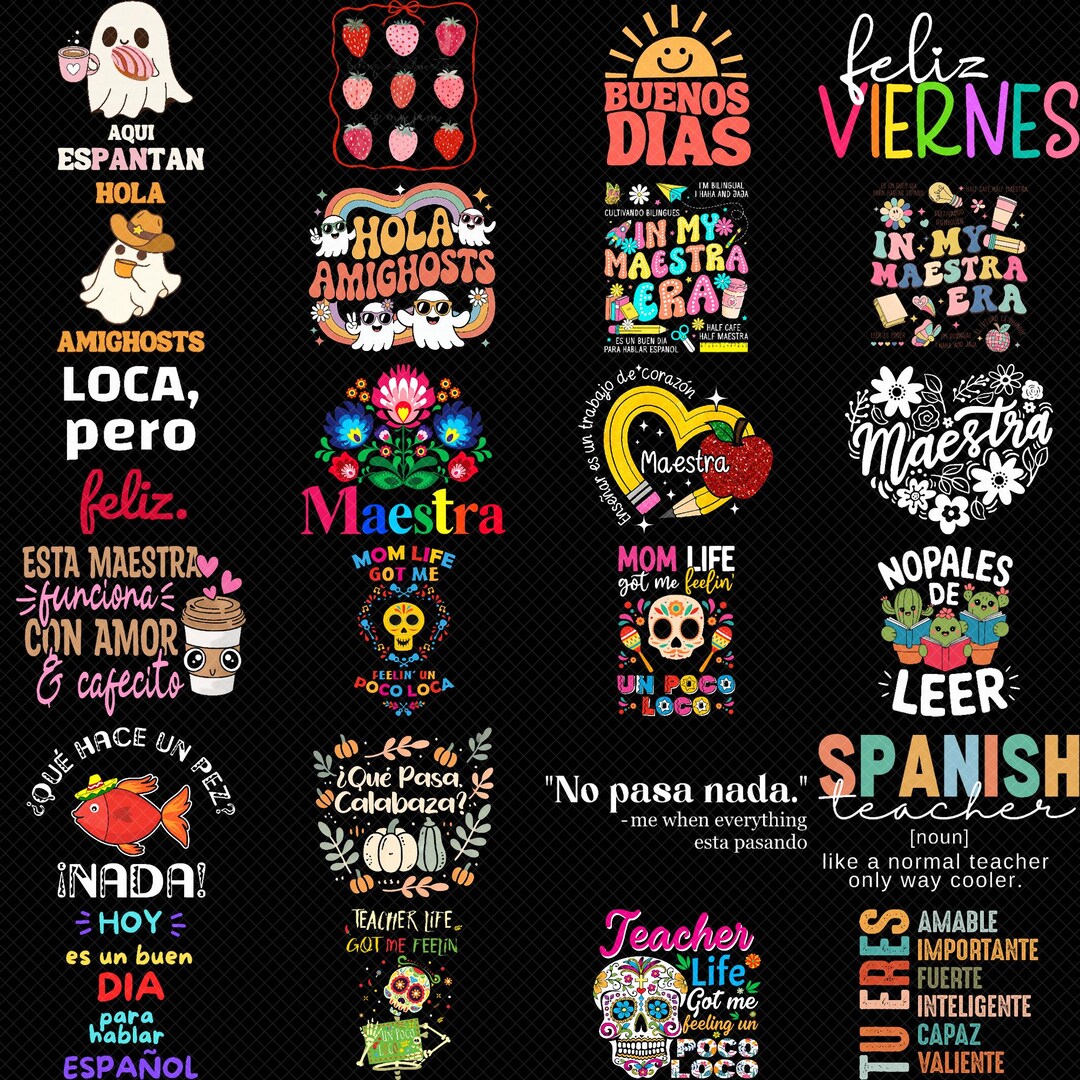 Spanish Teacher PNG Bundle, Maestra Designs Hola Amighosts Quotes ...