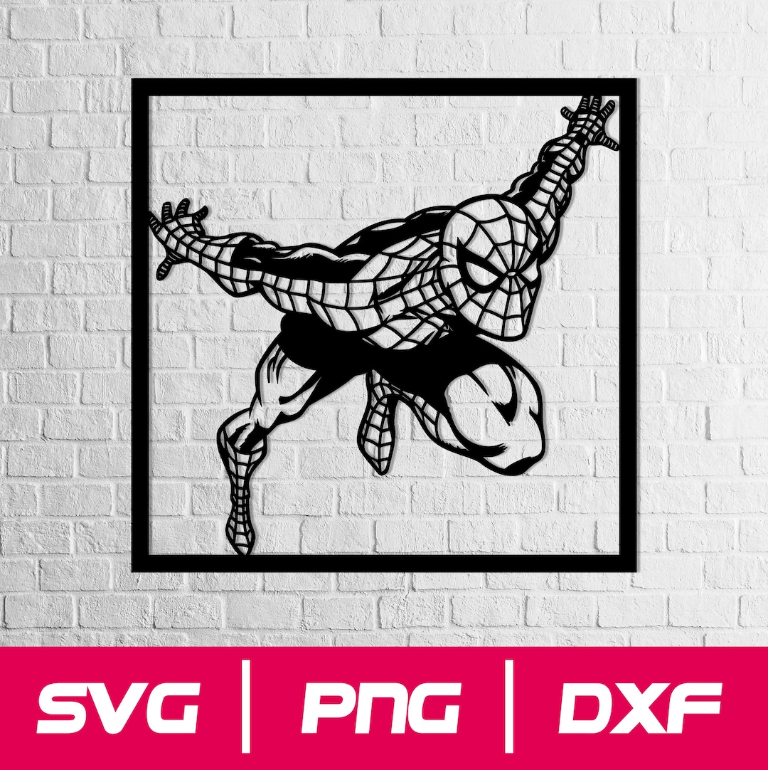 Spiderman Svg Cut File, Avengers Dxf Files, Hero Cut File, Wall Art Dxf ...