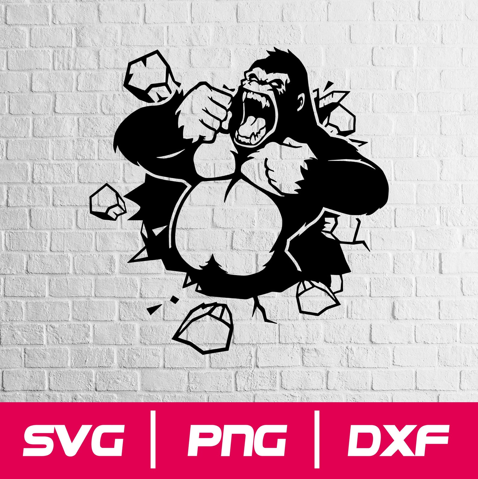 Gorilla Svg Cut File, Animal Dxf Files, Monkey Cut File, Wall Art Dxf ...