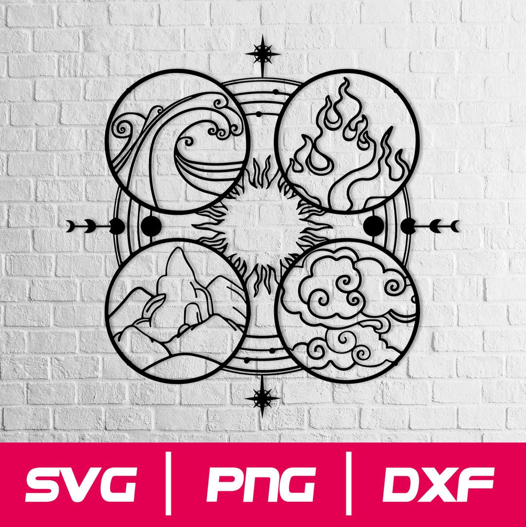 Four Elements Svg Cut File, Elements Dxf Files, Plasma Cut File, Wall ...