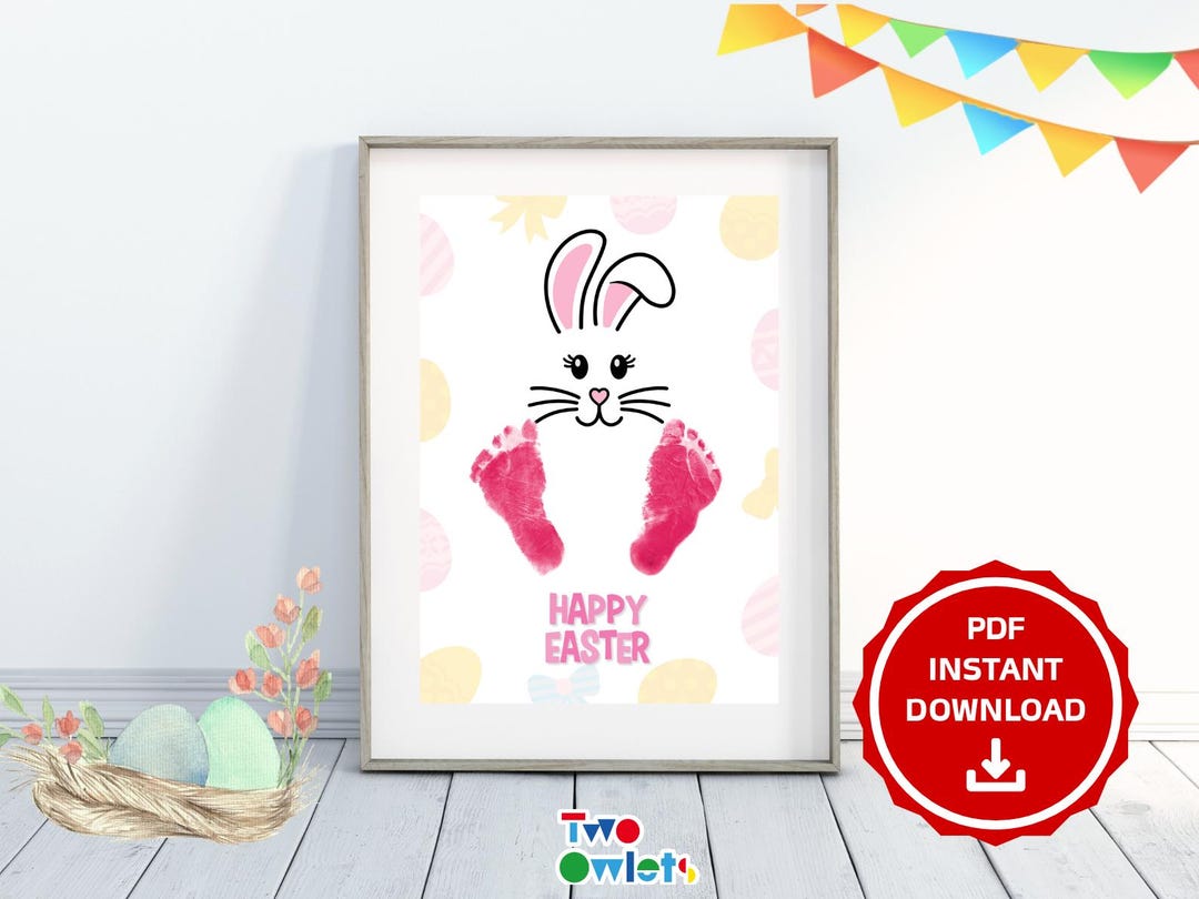Easter Printable Keepsake, Kid's Footprint, Easter Bunny, Craft Easter ...