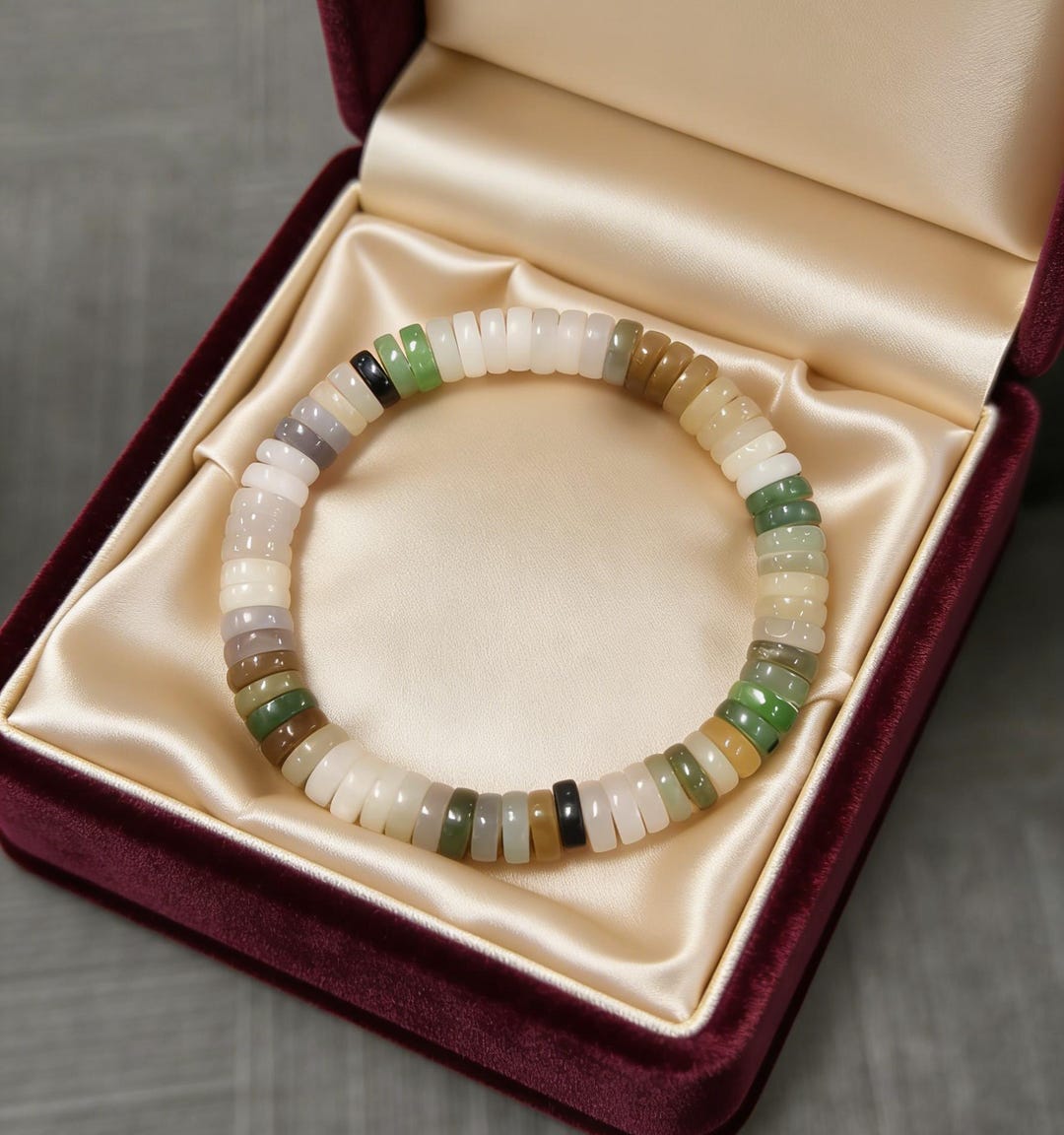 Multi-color “medicine Tablet” Jade Bracelet - 8mm Beads, 25.5g ...