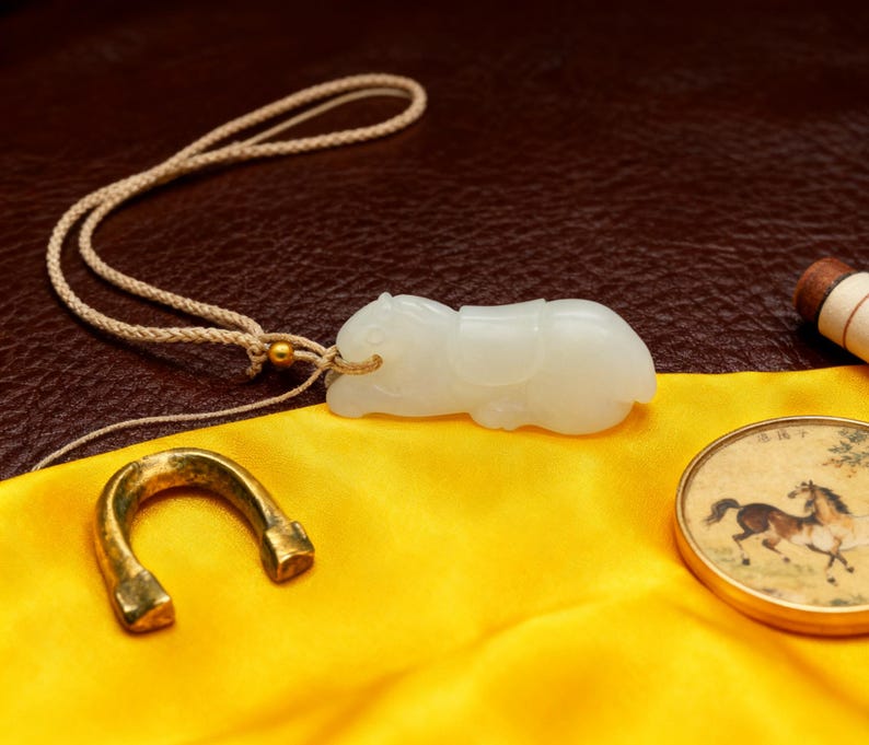 Nephrite Jade Horse Pendant, Hand-carved Tang Dynasty Talisman - Etsy