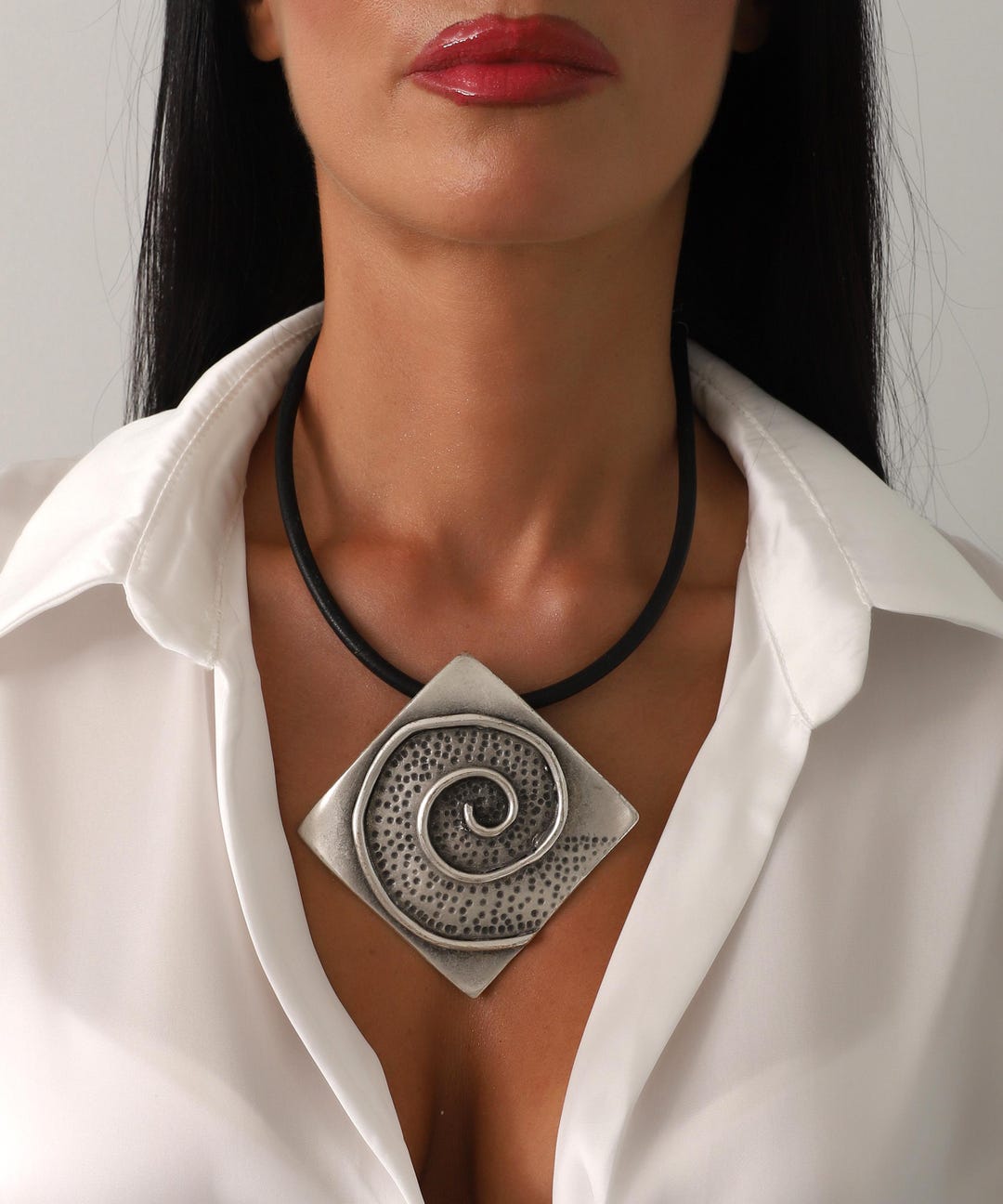 Statement Spiral Boho Necklace for Women: Tribal Bold Chunky Jewelry ...