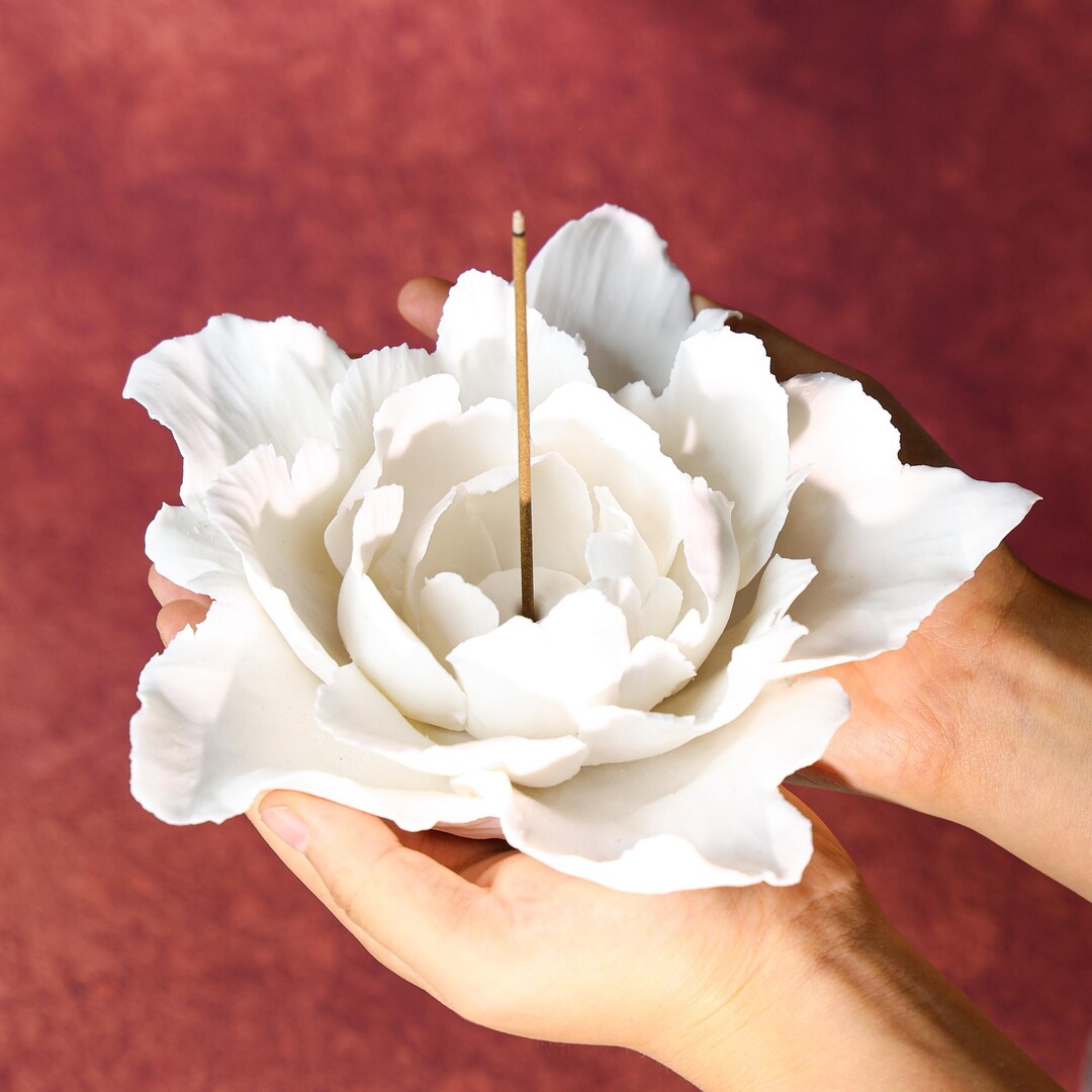 White Peony Incense Stick Holder Forest Style Incense Trays Flower ...