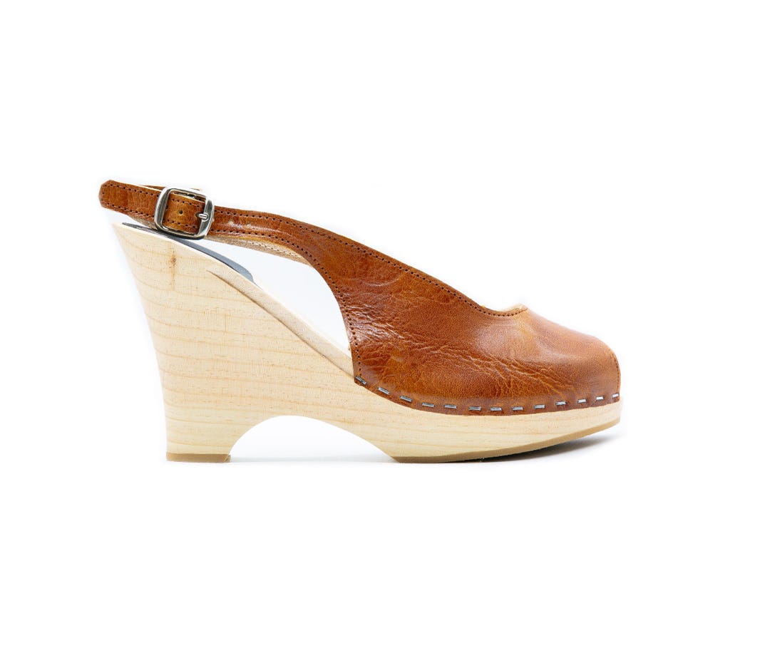 Swedish Clogs, Clogs for Women, Wood Wedge Clogs, Wedge Mules, Handmade ...