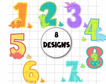 Dinosaur Numbers SVG, Dinosaur Birthday Numbers Svg Png, Dino Numbers ...