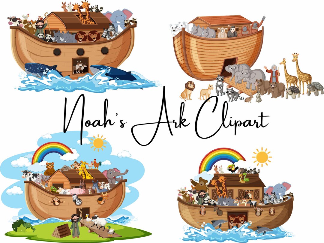 PNG/JPG\ Noah's Ark Clipart\ Watercolor Bundle\ Christian Clipart Set ...
