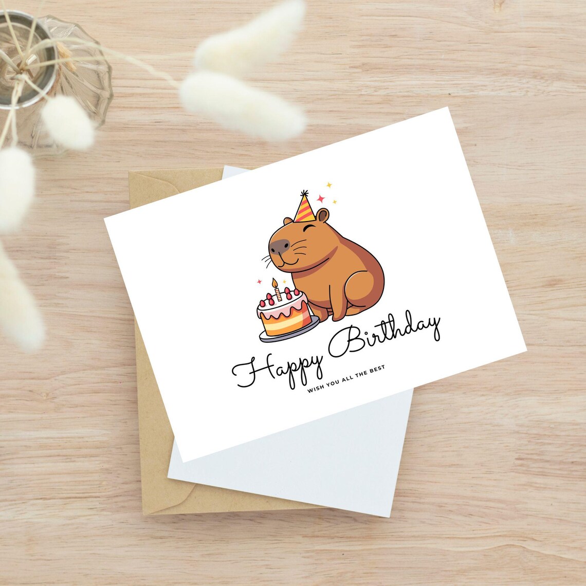 Capybara Birthday Card for Friend\ Printable Capybara Birthday Card ...