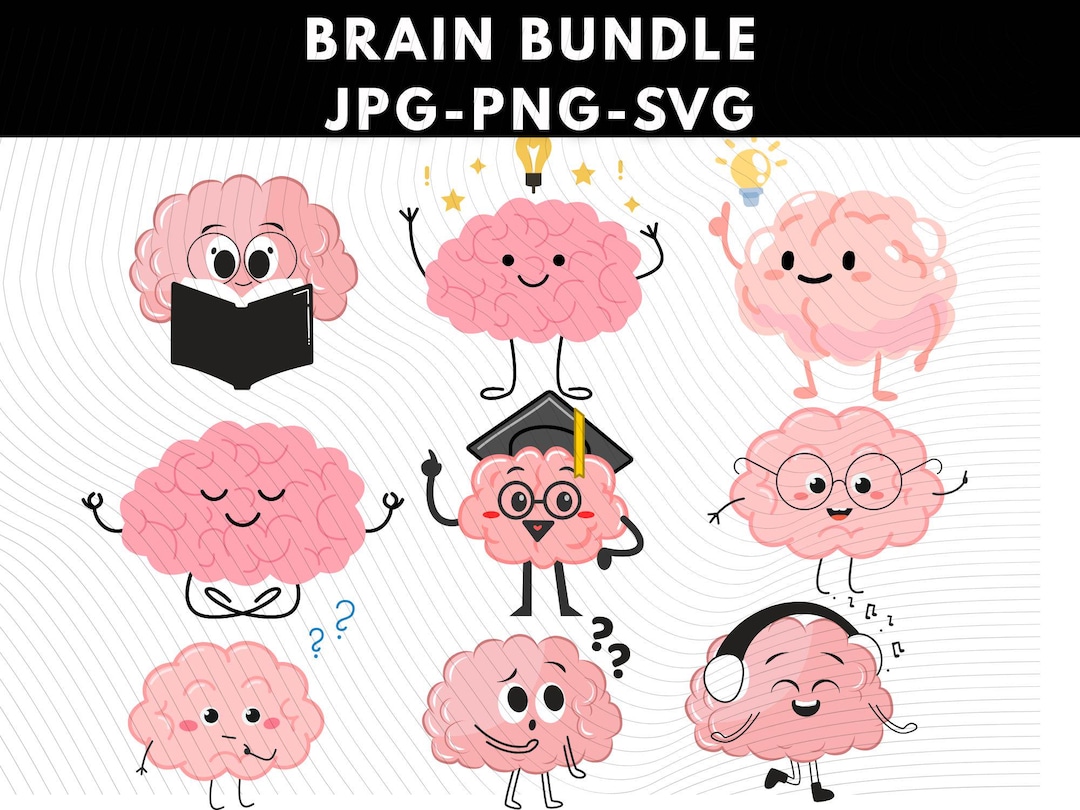 Cute Brain Character Digital Clip Art for Scrapbooking\ Card Making ...